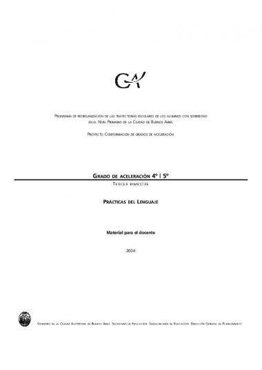 Grado de aceleración 4°/5°. Tercer bimestre. Prácticas del Lenguaje ...